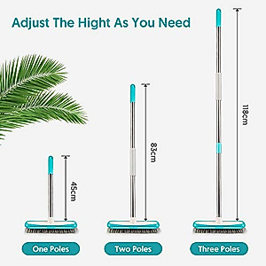 MEXERRIS Scrub Brush with Floor Scrubber Deck Brush Long Handle Combo Cleaning Kits, Stiff Bristles Durable Scrubbing Grout Brushes for Carpet Bathroom, Shower, Sink, Bathtub, Tile, Kitchen Surface
