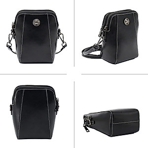 DE'EMILIA CONCEPT Genuine Leather Cell Phone Crossbody Bag for Women, Small Wallet Purse, Lightweight Handbag for Teen Girls