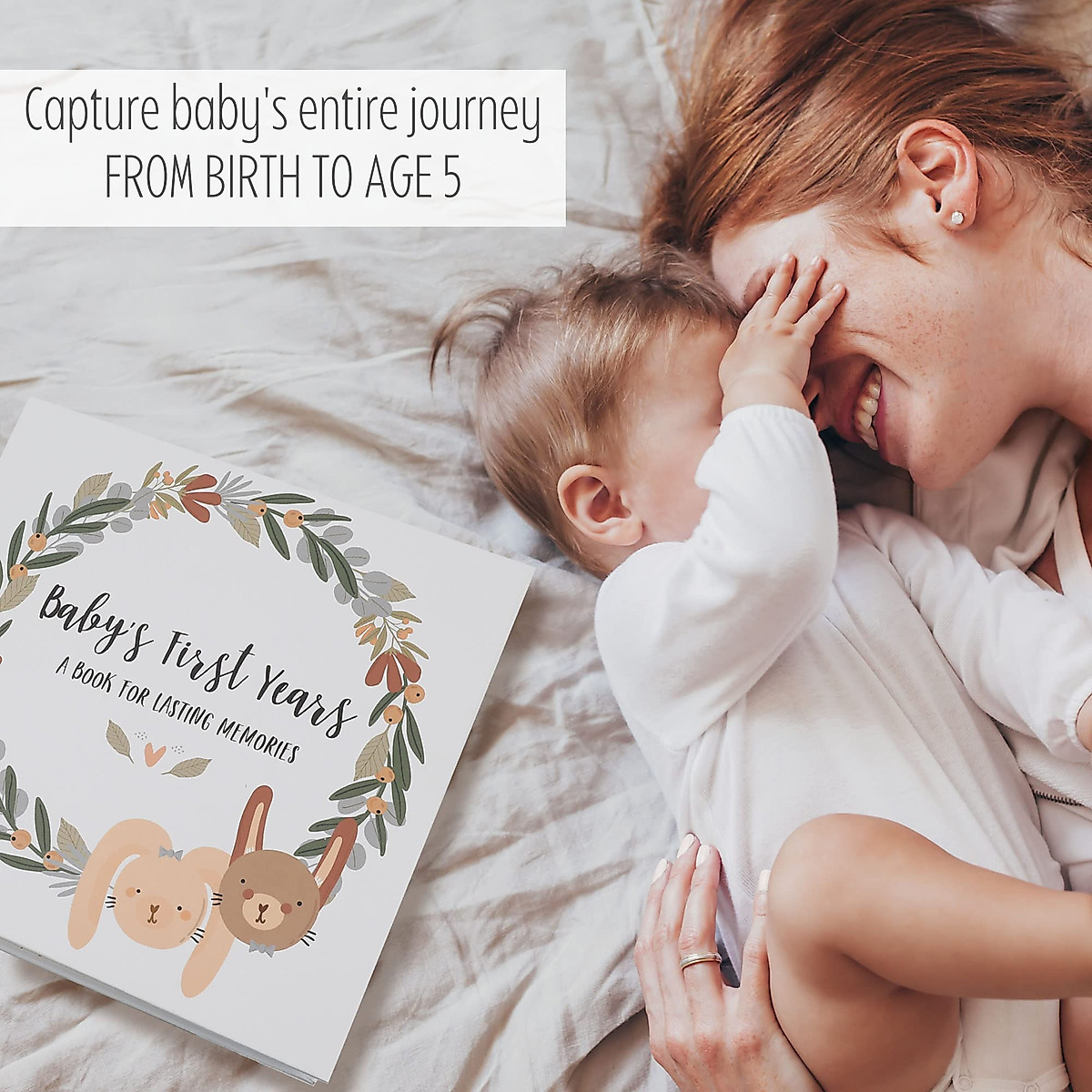 ZICOTO Keepsake Baby Memory Book - 100-Page Scrapbook with 5 Small Boxes for Precious Memories and Milestones from Pre-Birth to 1st Birthday