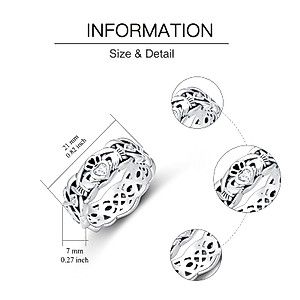 Seiyang Irish Claddagh Ring 925 Sterling Silver Traditional Claddagh Celtic Knot Band (8)