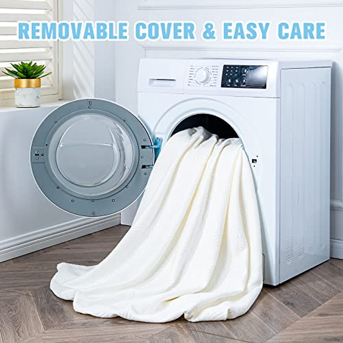 Cambividas 3 Inch Queen Size Memory Foam Mattress Topper, High Density Cooling Gel Mattress Topper for Pressure Relief, Bed Mattress Topper with Removable Bamboo Cover, CertiPUR-US Certified