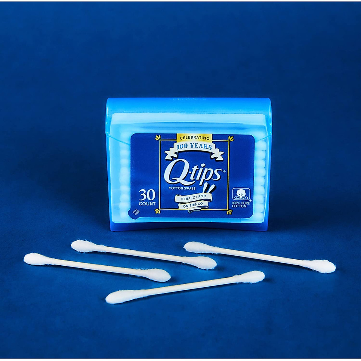 Q-tips Cotton Swabs - Travel Q-tips for Beauty, Makeup, Nails, Men's Grooming, and More, Perfect for On the Go, Travel Size Case, 30 Count Ea (Pack of 2)