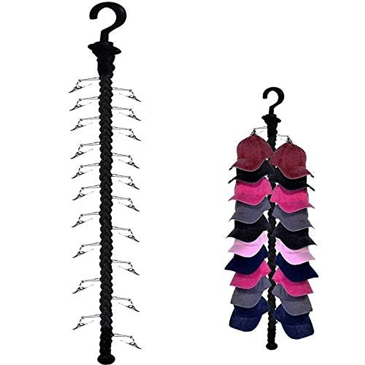 Closet Hanging Cap Keeper Closet Cap Racks Hats Holders Closet Hook Storage Organizer Hat Display Rack, 20 Baseball Cap Holder - Fit Most Hats - No Hats Included