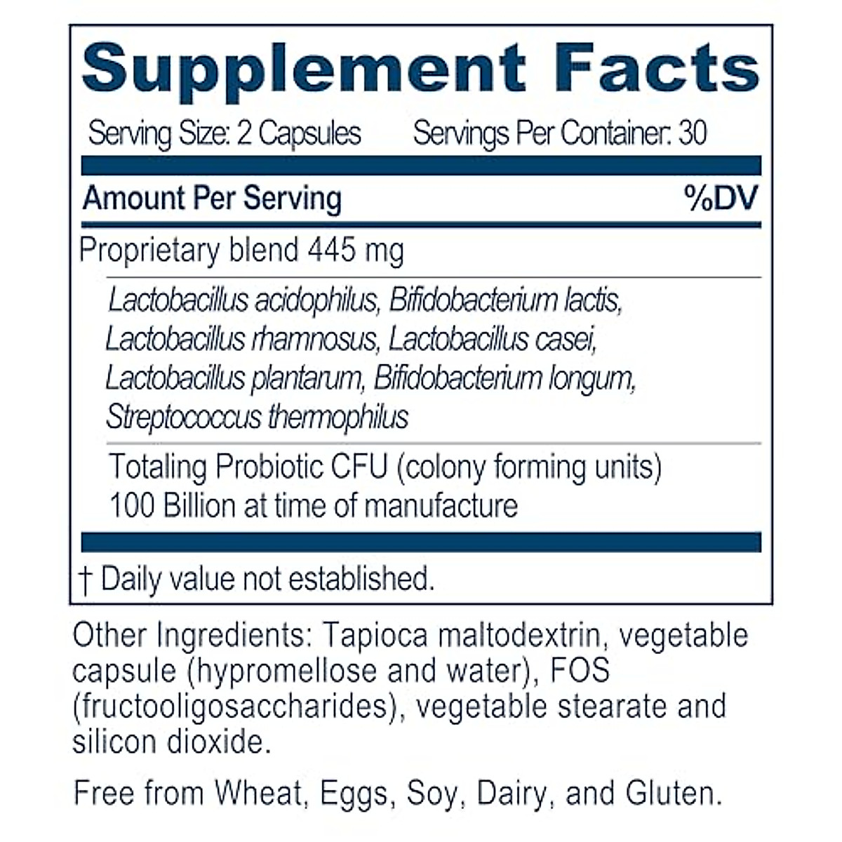 Ayush Herbs Probiotic 100B, Shelf-Stable Daily Probiotic Supplement, 7 Probiotic Strains, 60 Vegetarian Capsules