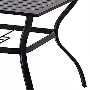 VICLLAX Steel Slat Square 1.57" Garden, Backyard and Porch Umbrella Hole 37 Inch Patio Dining Outdoor Metal Table, Black