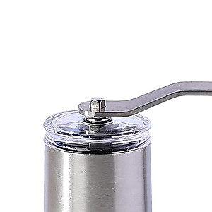 ＫＬＫＣＭＳ Coffee Grinder, Conical Burr Mill, Ceramic Burrs, Coffee Beans Mill Hand Crank Coffee Mill Manual Grinder for Outdoor Camping Travel, Silver