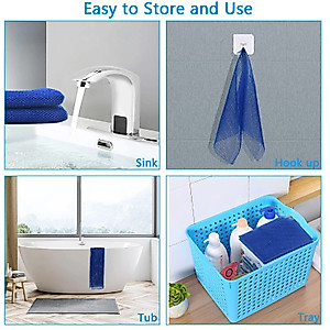 2 Piece African Exfoliating Net for Body, African Net Sponge, African Wash Net, African Shower Net, African Bath Sponge Scrubbing Rag Net Exfoliation, African Body Scrubber (Blue)