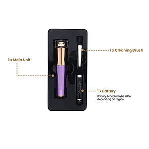 Mini Portable Facial Hair, Lips and Chin Removal Trimmer for Women, Facial Painles Epilator Pen, 18K gold-plated 13mm hypoallergenic rotary head. 360° LED light for Instant and Painless Hair Removal