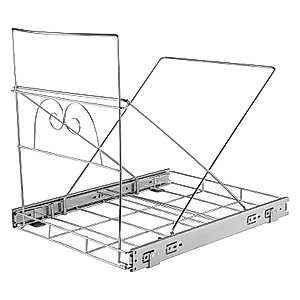 Pektiftn Double Pull Out Trash Can Under Cabinet, Under Sink Trash Can Pull Out Shelf Kit,Dual Compartment Slide Out Rack Rail for Kitchen Recycle Bins (Not Included Trash Can，Stainless Steel)