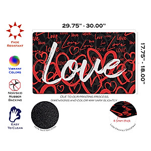 Toland Home Garden 800535 Love Hearts Valentines Door Mat 18x30 Inch Heart Outdoor Doormat for Entryway Indoor Entrance