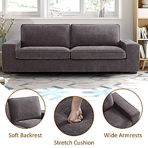 EASELAND 88" Chenille Loveseat Sofa for Living Room, Modern Deep Seat Sofa Couch with Removable Back and Seat Cushions, Comfy Sofa with Wood Legs and Armrest(Dark Grey)
