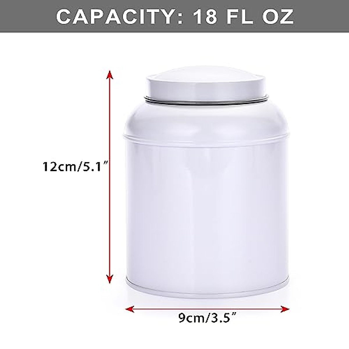 JUXYES Pack of 6 Tea Tins Canister with Airtight Double Lids, 18oz Loose Leaf Tea storage Airtight Kitchen Canisters, Round Tins Can Box for Storage Loose Tea Coffee Herbs and Spices, White