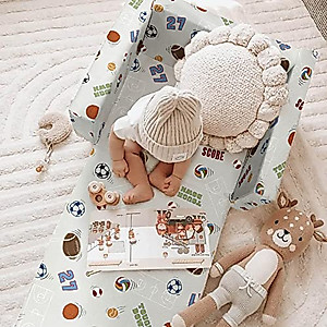 fond + found Kids Sofa Couch, Toddler Boys Girls 2-in-1 Convertible Lounger, Comfy Flip-Out Couch/Sleeper, Sports Theme Chair, Football Basketball Baseball Soccer Bed