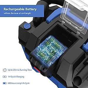 COSTWAY Wet Dry Vacuum Cleaner, 4 Peak HP 2.7 Gallon CRA Vacuum with Blower, Attachement, Rechargeable Battery, Portable Shop Vacuum Cleaner for Workshop, Car, Garage, Home (Blue)