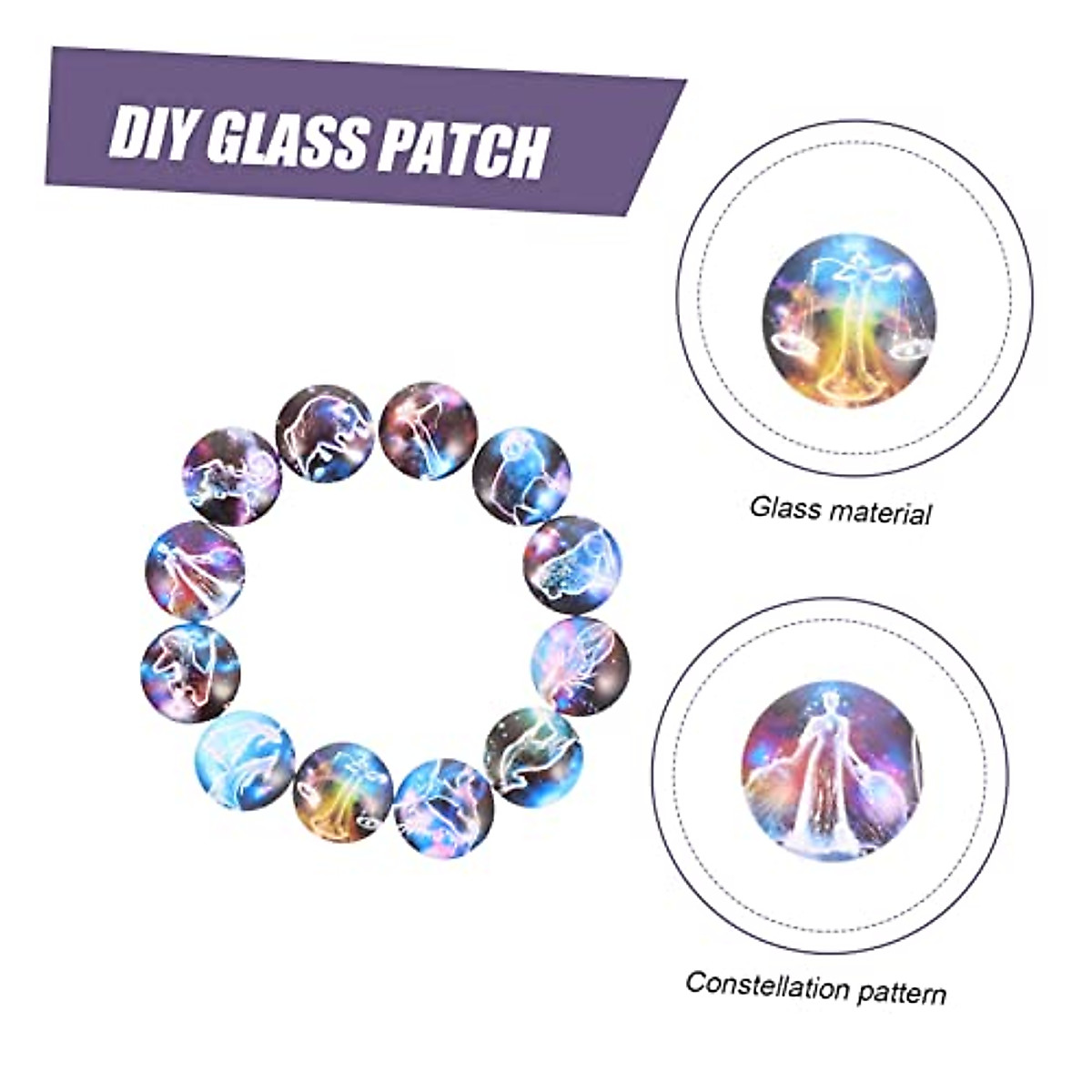 EXCEART Glass Ornaments 360 Pcs Constellation Gem Patch Ear Peircing Kit Necklace Set Round Beads DIY Gemstone Patches Bisuteria Materiales Glass Glass Round Constellation 3D Earrings