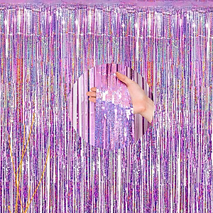 2Packs Shiny Corlorful Metallic Tinsel Foil Fringe Curtains Photo Booth Props for Engagement Bridal Shower Bachelorette Baby Shower Bachelorette Holiday Celebration Taylor Party Decorations