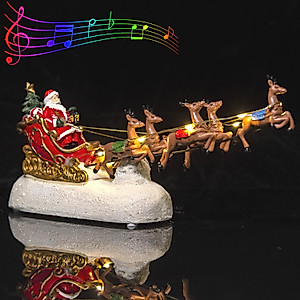 innodept12 Santa's Sleigh and Reindeer Assortment - Christmas Reindeer Car with LED Light UP
