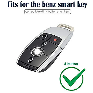 Lcyam Silicone Remote Key Fob Covers Smooth Soft Rubber Case Fits for Mercedes-Benz A220 E63S AMG E-Class GLE 350 4MATIC 2019 2020 2021 (Black Red)