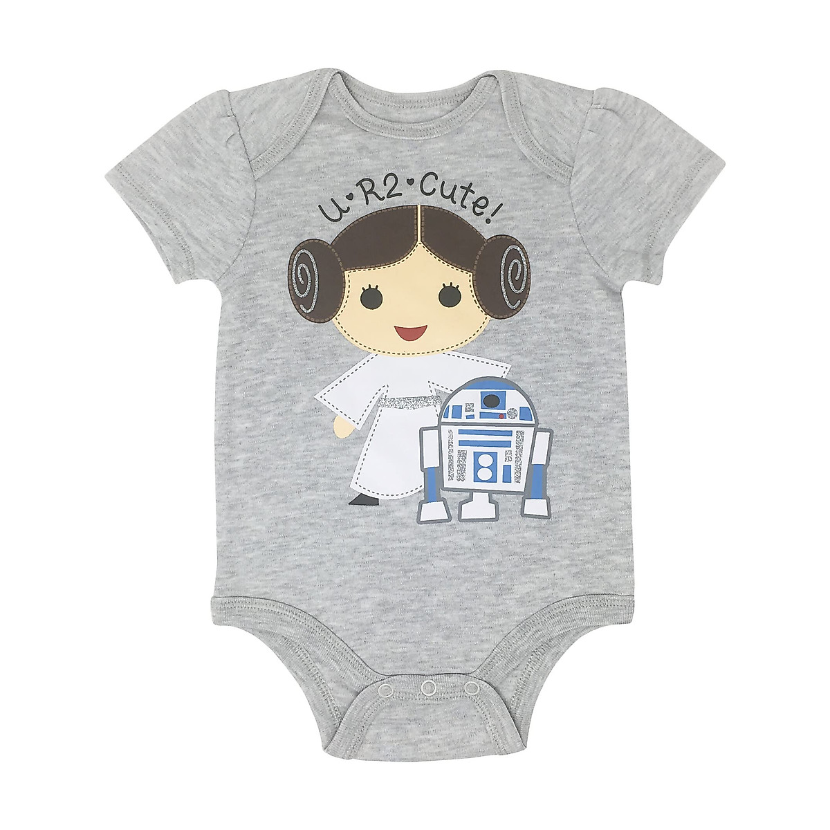 STAR WARS C-3PO Princess Leia Chewbacca R2 D2 Newborn Baby Girls Bodysuit and Romper Grey 0-3 Months