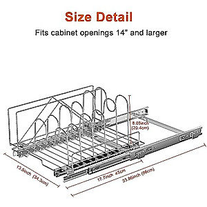 FANHAO Slide Out Cutting Board, Bakeware, and Tray Organizer, Wire Pull Out Kitchen Cabinet Organizer for Pots, Pans, and Lid Cookware, 13.5 inch wide x 17.7 inch deep – Chrome