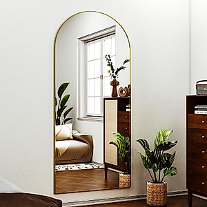 Easly 71"x30" Extra Large Arched Full Length Mirror - Leaning Mirror Arch Wall-Mounted Mirrors - Aluminum Alloy Frame Modern Simple Home Decor - for Living Room Bedroom Cloakroom, Gold