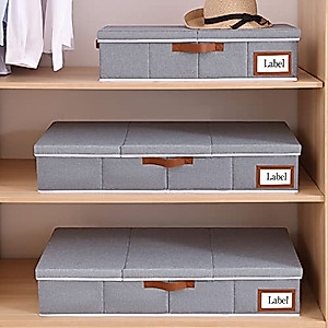 Yawinhe Under Bed Storage With Lids, Foldable Underbed Storage Box with Handles, Under Bed Storage Organizer Bins for Clothes, Blankets, Pillows, 31.5''Lx15.7''Wx6''H, 2-pack, Grey