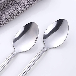 Long Iced Teaspoon 8-Inch Cold Drink Stirring Spoon, BYEGOU 12 PCS Stainless Steel Mixing Spoons Silverware Flatware Set