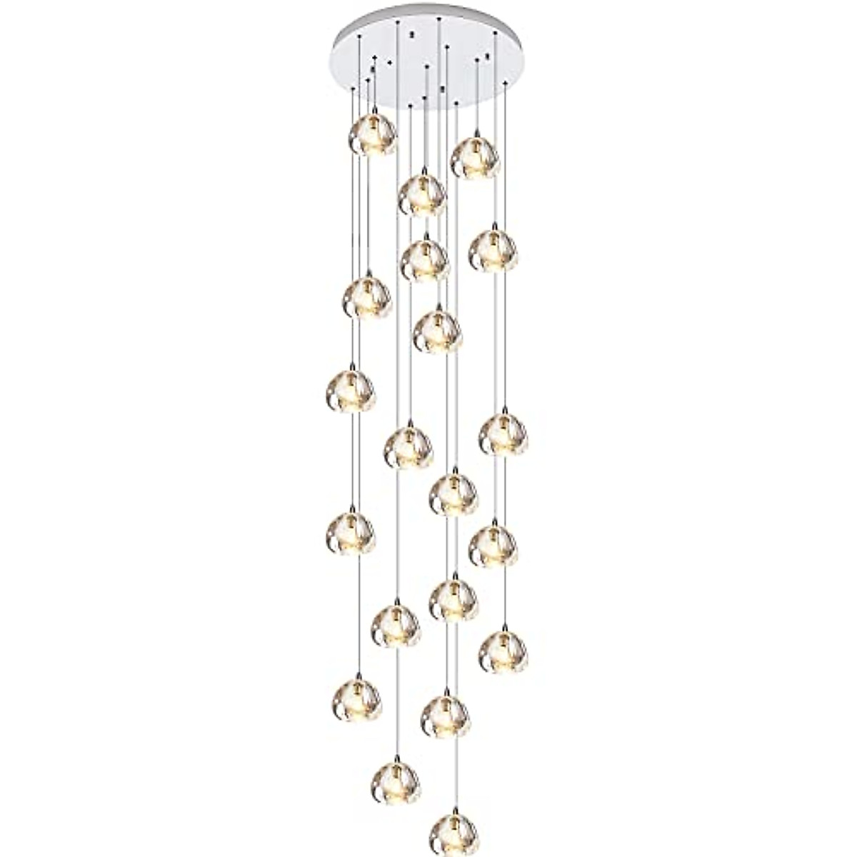 L157in Modern Chandelier for High Ceiling Living Room Crystal Lights Pendants Light Enterway Foyer Chandeliers Lighting Fixture Chrome Light 20-Lights LED Light Bulbs Included