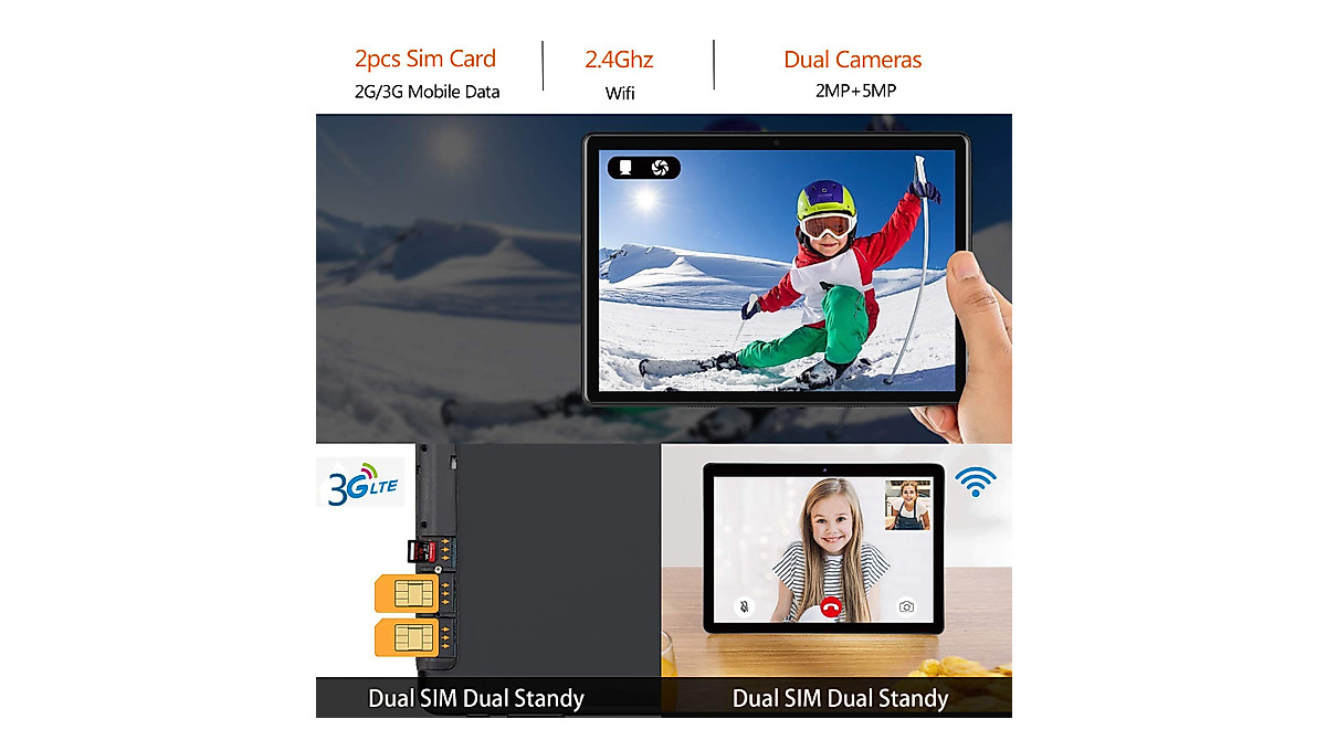 ZONKO 10 Inch Android Tablet - Dual Camera, 32GB Storage