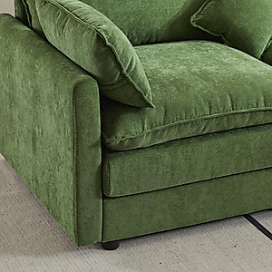 SofLuxe Modern Modular Sectional Couches,3 Seat L-Shaped Chenille Fabric Sofa Set with Movable Ottomans Sleeper Sofa for Living Room Bedroom Apartment,Green