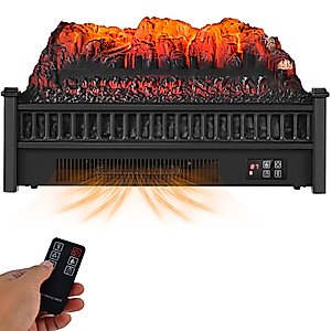 ORALNER Electric Fireplace Insert Log Set, 23-Inch Infrared Quartz Fireplace Log Heater w/Remote Control, 6H Timer, Adjustable Flame Effect, Realistic Logs for Existing Fireplaces, 1400W, Black