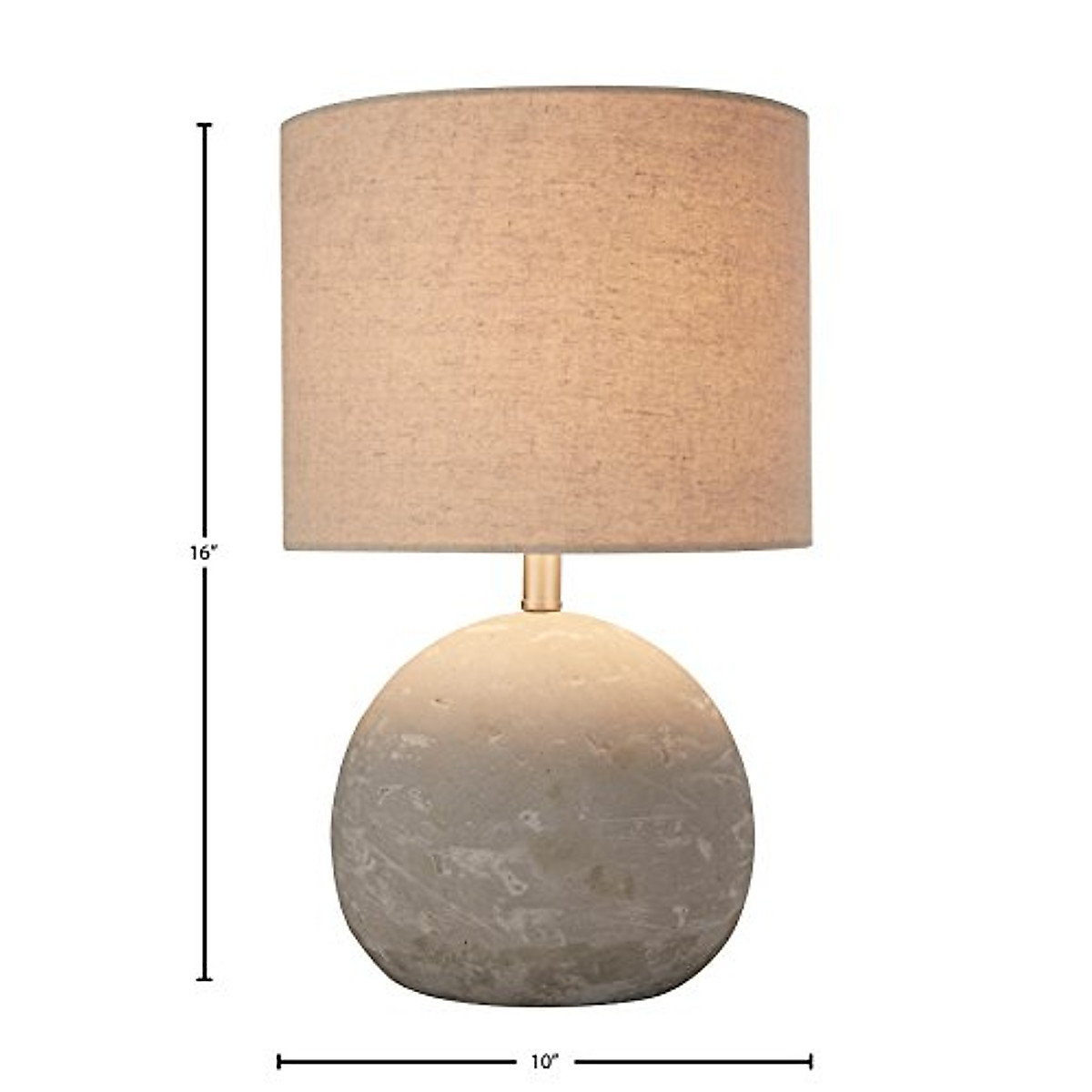 Amazon Brand – Stone & Beam Industrial Round Concrete Table Desk Lamp with Light Bulb and Beige Shade, 16"H