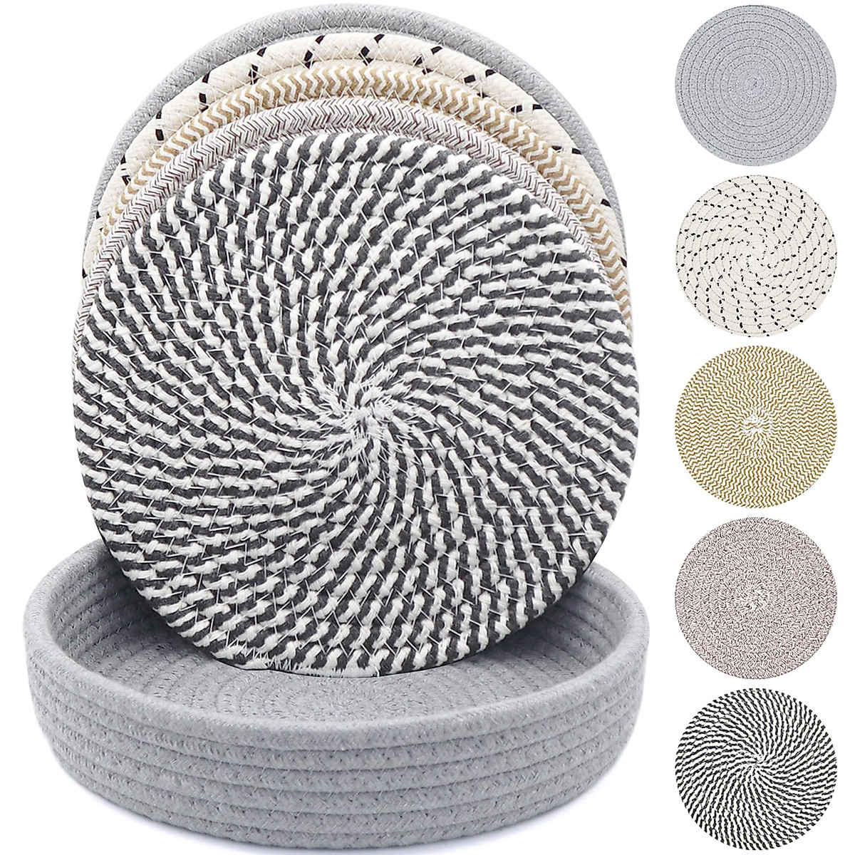 KITLAB 10 Inch Trivets for Hot Dishes, Hot Pots and Pans, Extra Large Thick Heat Resistant Large Coaster, Hot Pads, Kitchen Essentials, Pot Holders for Countertop with Storage Basket, 5 Pcs