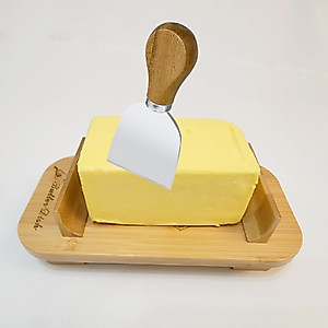 ThoughLyh Butter Container with Lid for Countertop and Refrigerator Large Butter Dish Holder Cheese Knife Wooden Butter Knife Mini and Compact Used for Butter Dish Set