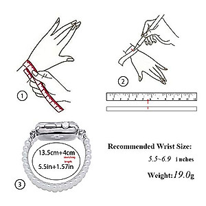 KAI Top Compatible for Apple Watch Band 42mm 44mm 45mm 49mm, Fashion Artificial Pearl Beaded Stretch Bracelet Watch Strap Band for Women Girls Compatible with iWatch Ultra SE Series 8 7 6 5 4 3 2 1