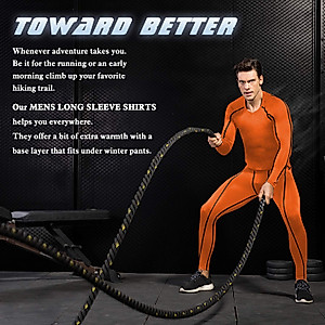 CARGFM Men's Compression Shirts Long Sleeve Gym Athletic Gym Workout Undershirts Active Dry Fit Base Layer Running Top Orange