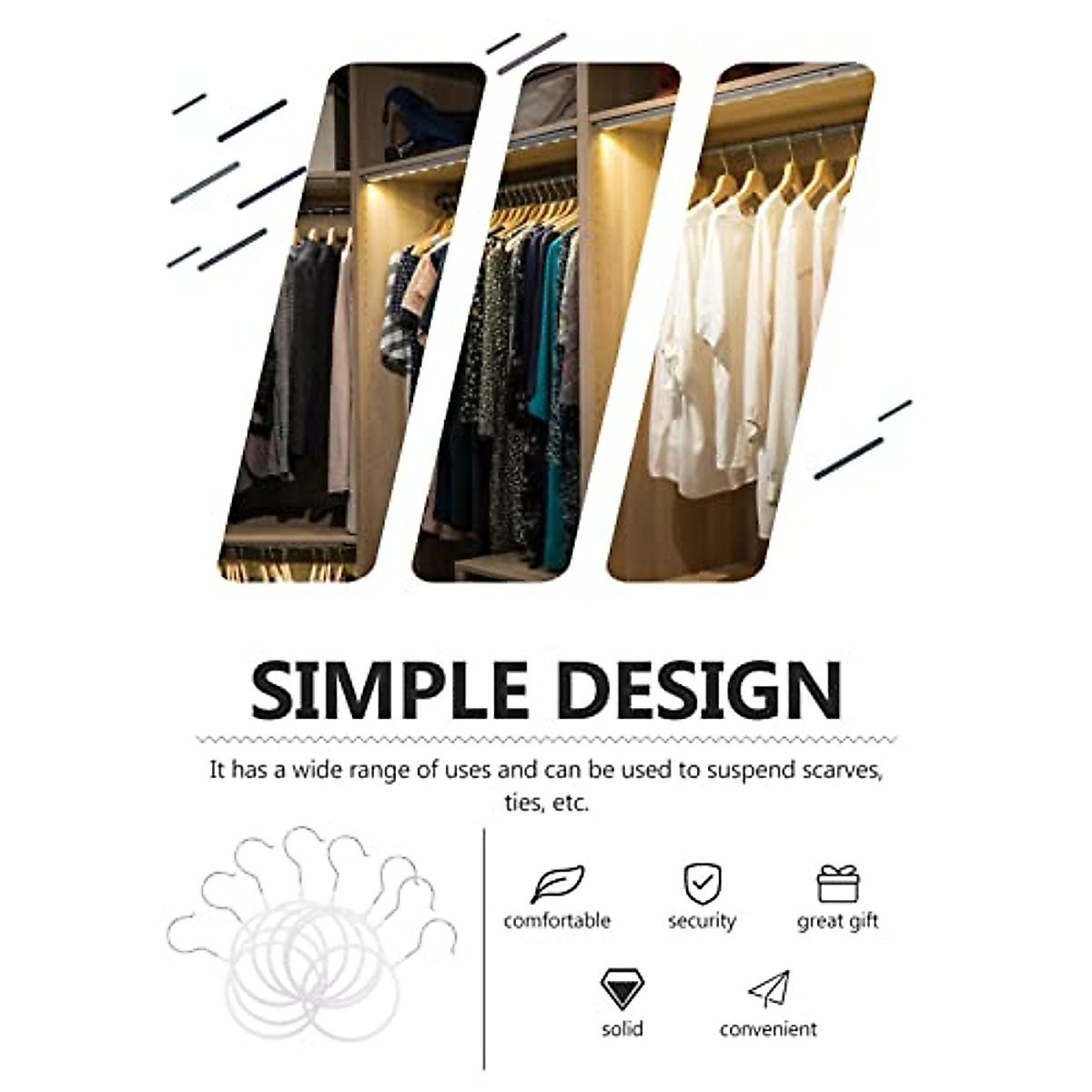 Cabilock 24pcs Circle Shawls Organizing Steel and for Organizer Hanger Wardrobe Belt Bathroom Save Neckties, Saver Pashminas Scarves, Clothes White Non Rack Scarf Clo Accessories