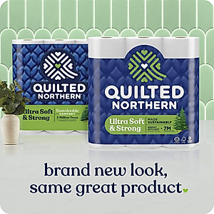 Quilted Northern Ultra Soft & Strong Toilet Paper, 6 Mega Rolls = 24 Regular Rolls, 5X Stronger*, Premium Soft Toilet Tissue with Recyclable Paper Packaging