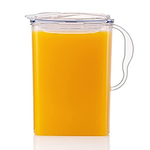 LocknLock Aqua Fridge Door Water Jug with Handle BPA Free Plastic Pitcher with Flip Top Lid Perfect for Making Teas and Juices, 3 Quarts, Clear