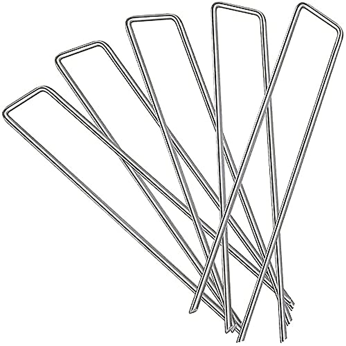 Garden Stakes 100 Pack 6 Inch Galvanized Landscape Staples, U-Shape Turf Staples Heavy Duty Galvanized Lawn Pins for Anchoring Weed Barrier Fabric, Ground Cover, Dog Fence, Tents Tarps