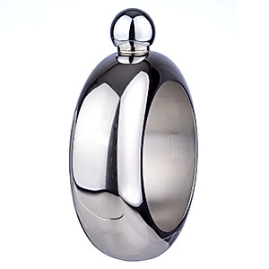 Bangle Bracelet Wine/Alcohol 3.5 oz Flask - Stainless Steel Black and Silver Creative Gift Set for Women - Bonus Funnel Included