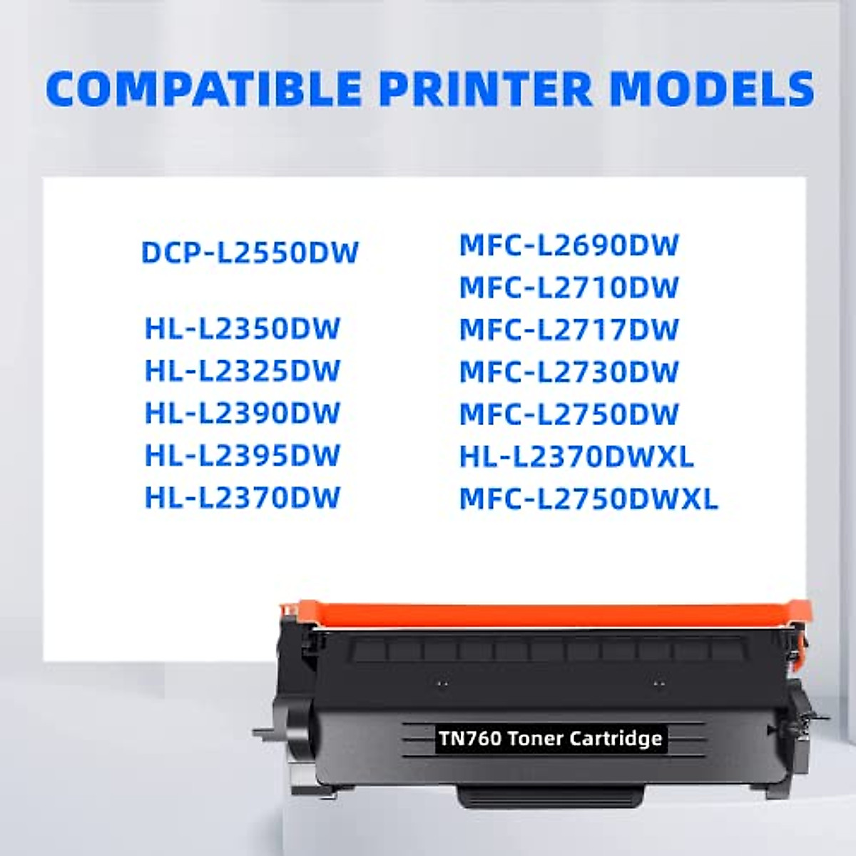 TN760 TN730 Toner for Brother Printer Compatible Replacement for Brother TN760 TN-760 TN 760 TN-730 TN 730 Work for DCP-L2550DW MFC-L2710DW MFC-L2750DW HL-L2350DW HL-L2395DW Cartridge