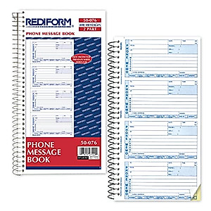 Rediform Telephone Message Book, Two-Part Carbonless, 5 x 2.75, 4 Forms/Sheet, 400 Forms Total