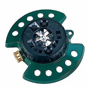 Dramm Metal Base, Green 15024 ColorStorm 9-Pattern Turret Sprinkler with Heavy-Duty Meta