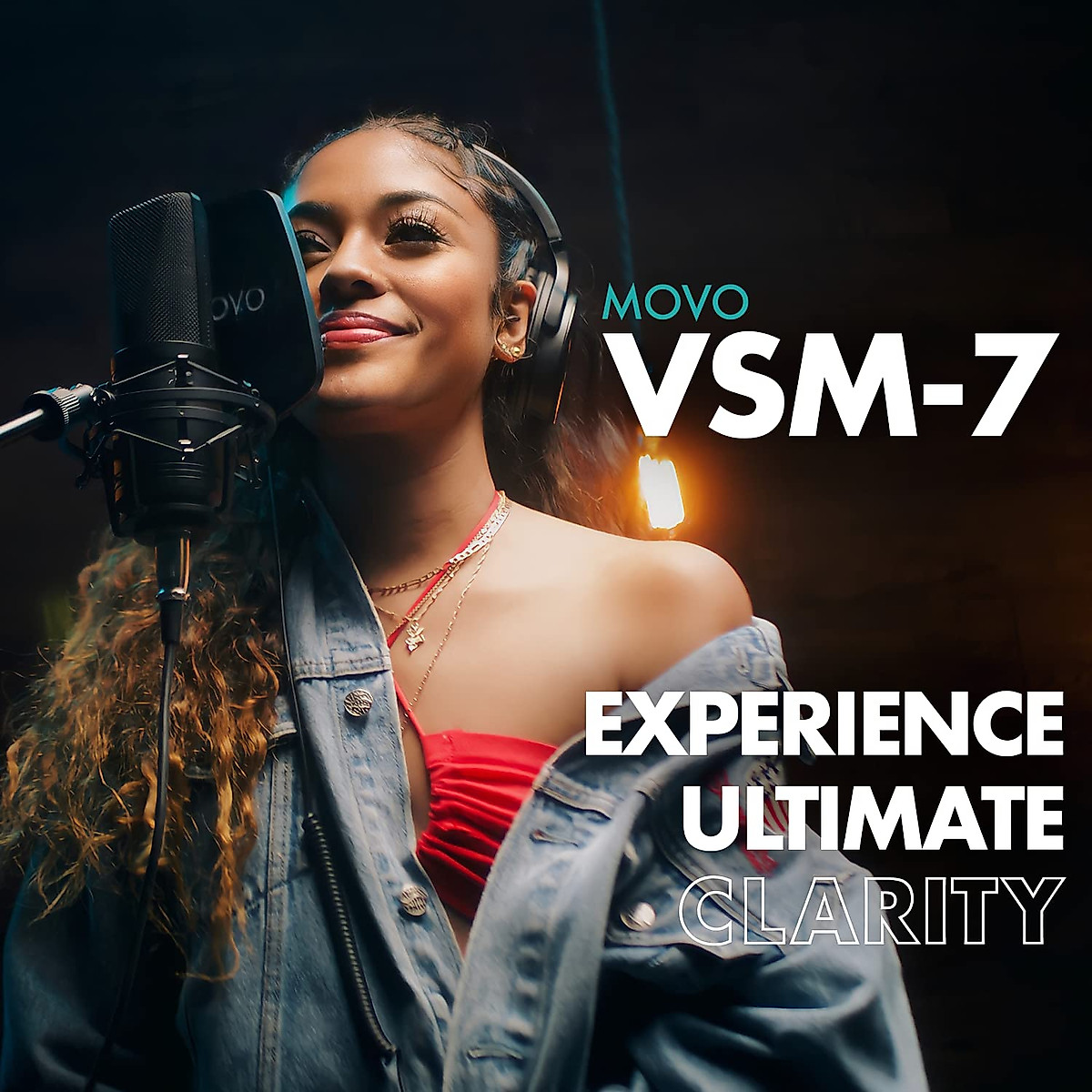 Movo VSM-7 Large Diaphragm, Multi-Pattern Studio Condenser Microphone with Shock Mount, Pop Filter, and XLR Cable - Studio Microphone for Music, Vocals, Podcasting, Gaming, Streaming and More