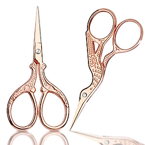 Embroidery Scissors, Sewing Scissor Sharp Tip Stainless Steel, Vintage European Design Scissors with Tassel,Thimble, DIY Tools Dressmaker Shears for Fabric, Embroidery, Needlework (Green patina)