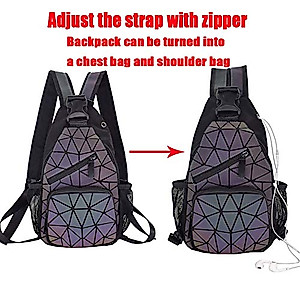 Geometric Luminous Purses and Handbags For Women Holographic Reflective Crossbody Bags Wallet Purse (Luminous Backpack B)
