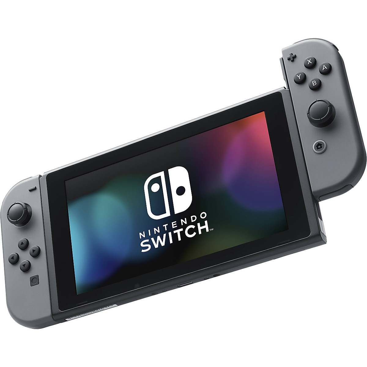 Nintendo Switch Bundle (7 items): 32GB Console Gray Joy-con, 128GB Micro SD, Joy-Con (L/R)-Neon Red/Neon Blue, Game Disc Super Mario Odyssey, and Type C Cable