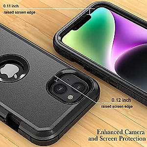 TASHHAR Phone Case for iPhone 14 Plus Case,Heavy Duty Hard Shockproof Armor Protector Case Cover with Belt Clip Holster for Apple iPhone 14 Plus 6.7 5G 2022 Phone Case (Black)