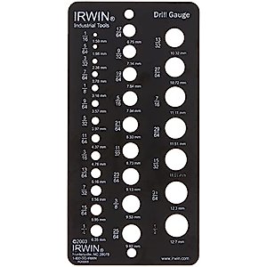 IRWIN Drill Bit Gauge, 1/16-to-1/2-Inch, 29-Hole (12092)